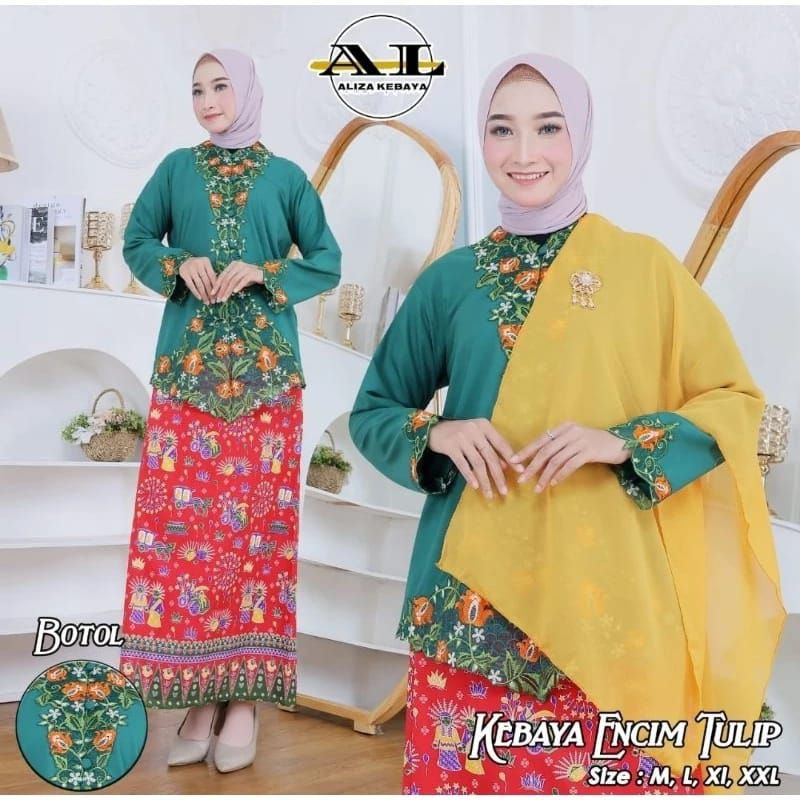 Jual 1SET Kebaya Encim Betawi Motif Bunga-Bunga / Kebaya Betawi ...