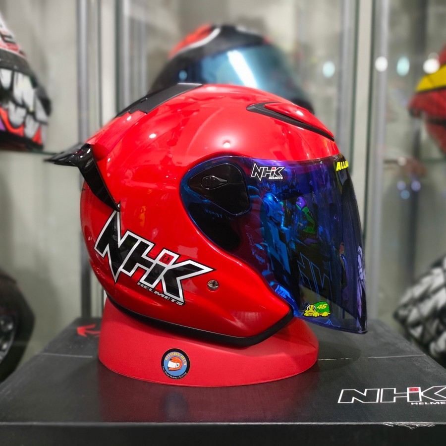 Jual HELM NHK R6 solid red gloss paket ganteng VISOR IRIDIUM SPOILER 3M | Shopee Indonesia