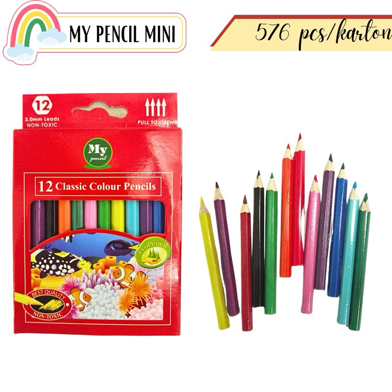 Jual 12 psc pensil COLOUR / PENSIL WARNA PENDEK | Shopee Indonesia
