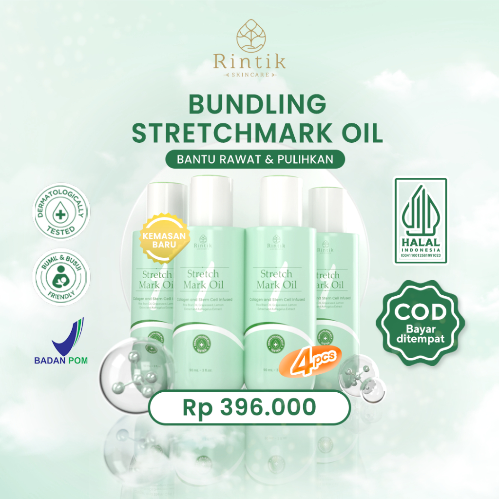 Jual Paket Bundling Rintik Skincare Stretch Mark Oil (4pcs) - Pemudar ...
