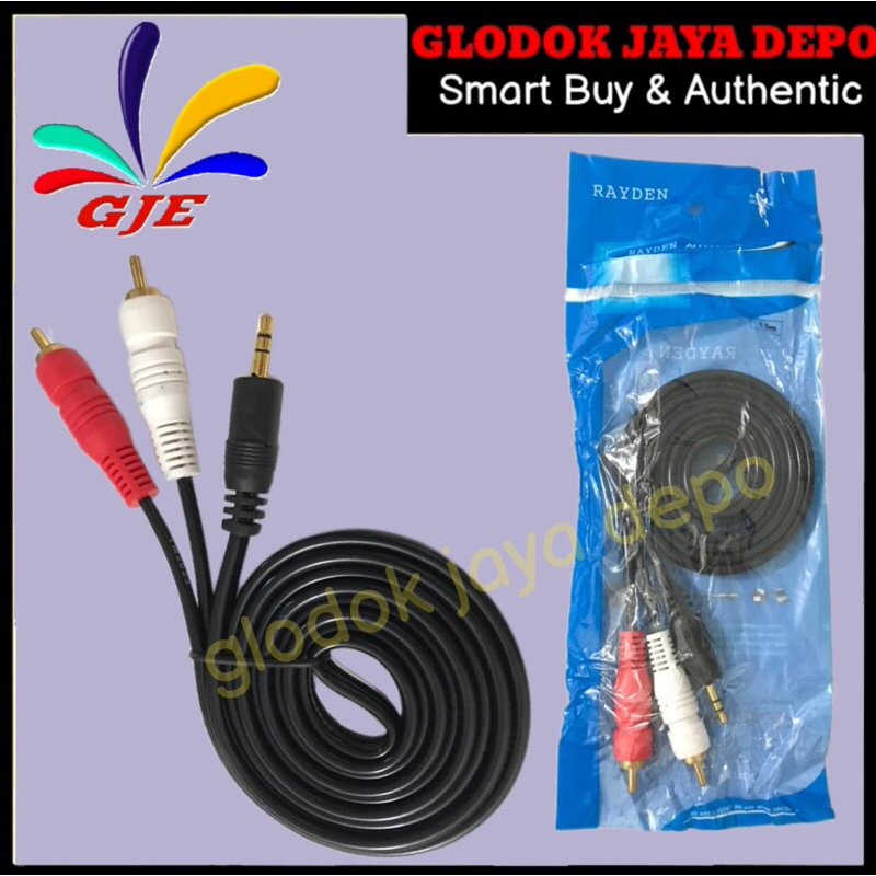 Jual KABEL JACK AUDIO AUX TO 2 RCA GOLD PLATED CABLE MINI STEREO TO RCA ...