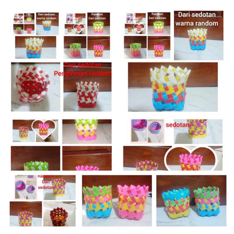 Jual PRAKARYA DAUR ULANG DARI SEDOTAN UK:8X8X10 CM/model anyaman bolong ...