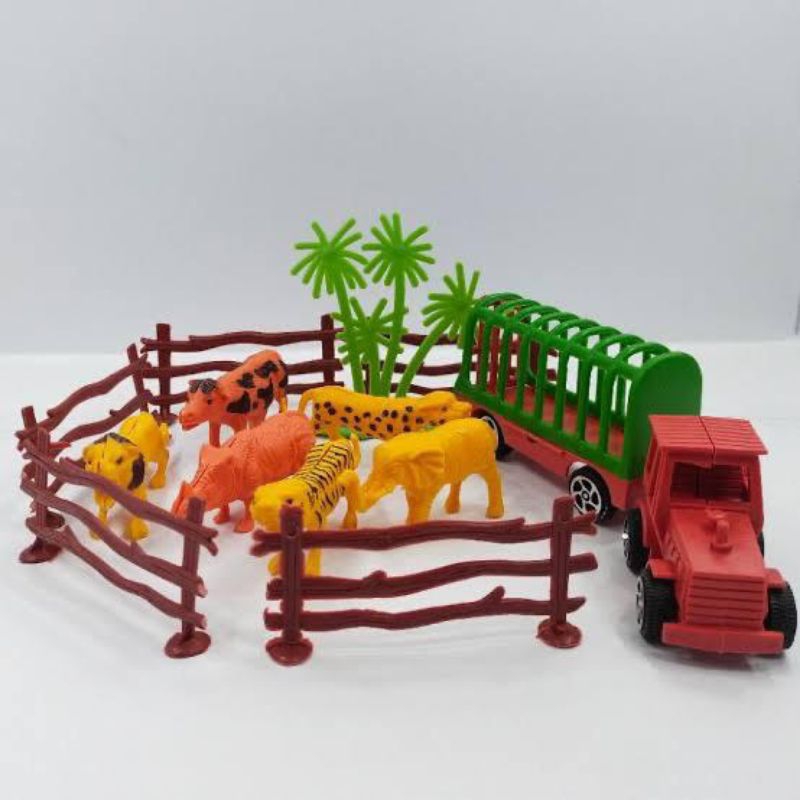 Jual Mainan Anak Binatang Animal Set Mobil Truck Animal lengkap dengan ...