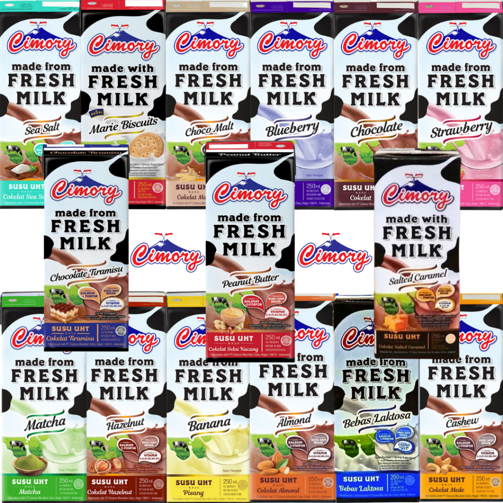Jual Cimory UHT Fresh Milk Kemasan 250ml 15 Varian Rasa Lengkap ...