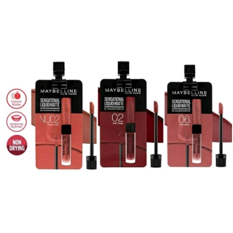 Jual MAYBELLINE Sensational Liquid Matte Lip Cream Sachet 2 ml | Shopee ...