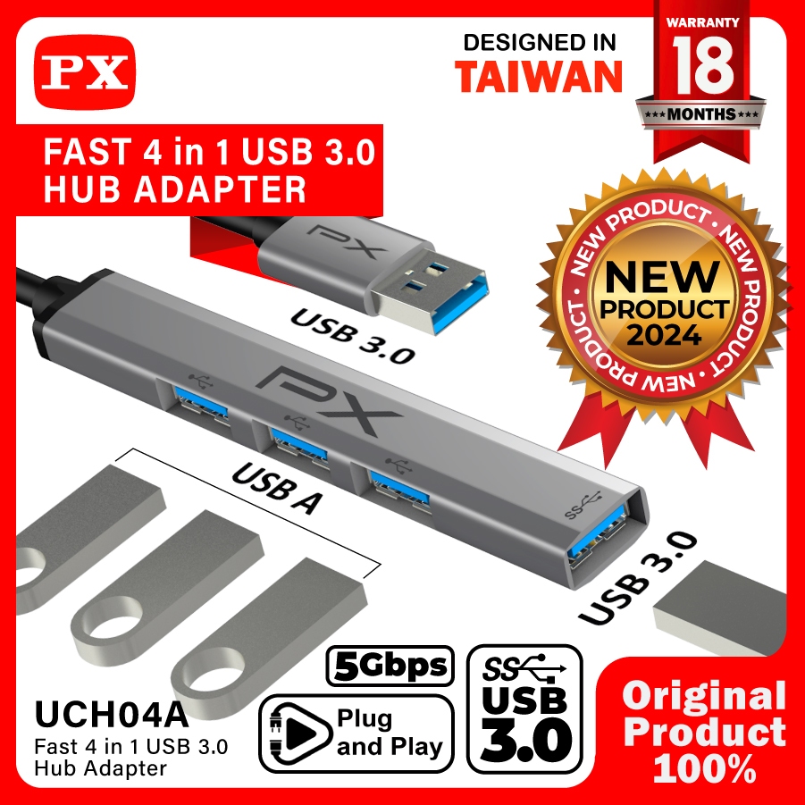 Jual Hub Converter USB 3.0 to USB 3.0 5 Gbps Laptop 4 in 1 PX UCH04A ...