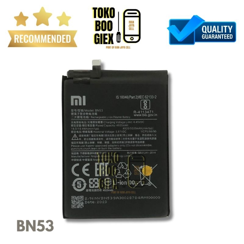 Jual BATERAI BN53 XIAOMI REDMI NOTE 10 PRO | Shopee Indonesia