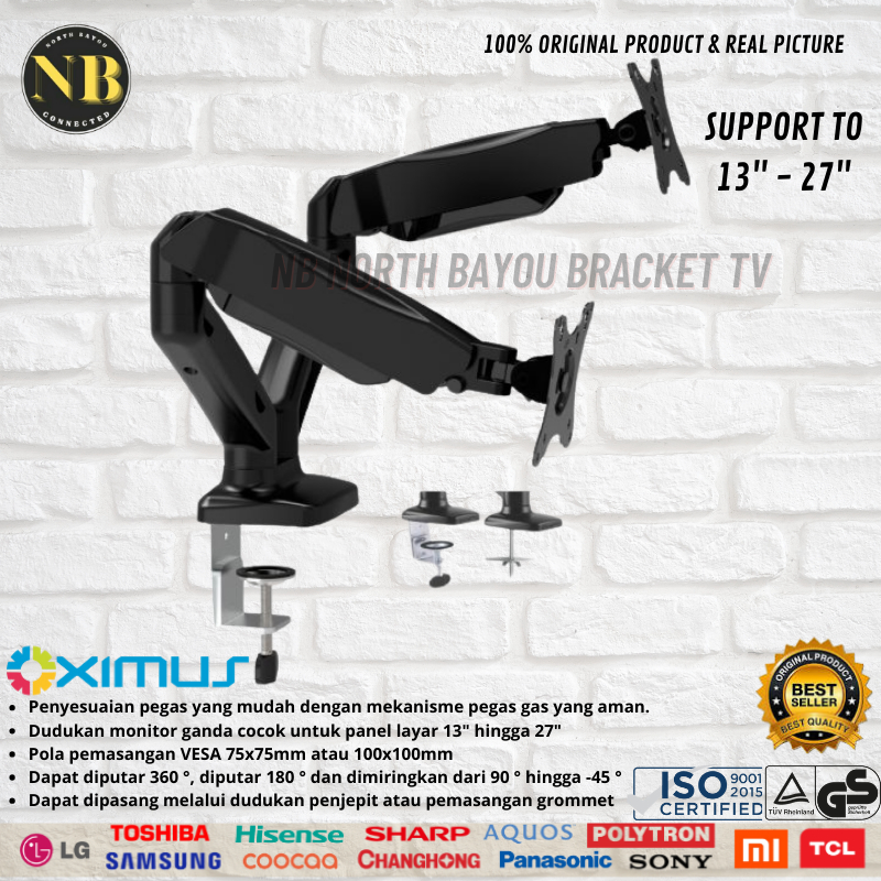 Jual BRACKET BRAKET BREKET DUAL MONITOR GAS SPRING OXIMUS ZDP 1128 19 ...