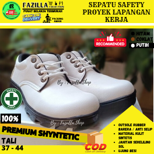 Jual Sepatu Safety Pria ujung besi kulit Sintetis Premium Safety Shoes ...