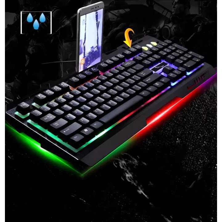Jual Keyboard Gaming RGB LED Berubah Warna Dengan Penyangga Smartphone ...