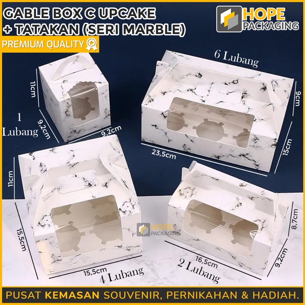 Jual Gable Box Cupcake + Tatakan (SERI MARBLE) / Box Jinjing / Dus take ...