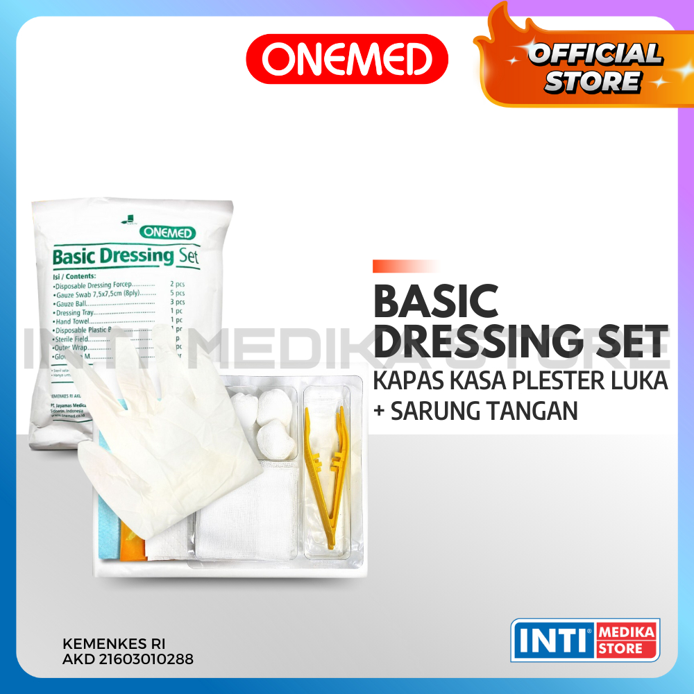 Jual ONEMED - Basic Dressing Set | Kapas Kasa Plester Luka + Sarung Tangan | Shopee Indonesia
