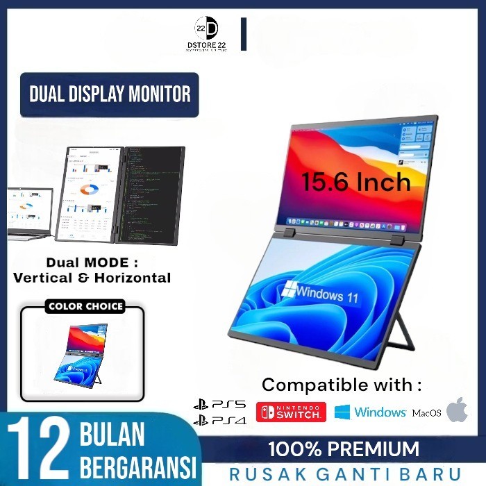 Jual Dual Display Portable Monitor 15.6 Inch Pc Laptop PC PS 5 ROG ...
