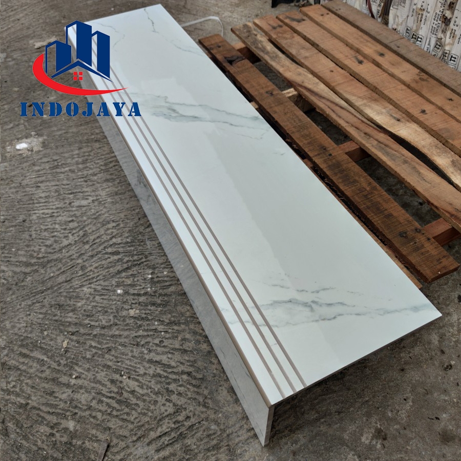 Jual keramik tangga motif marmer carara 30x80 30x120 custom ukuran ...