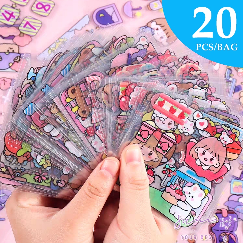 Jual Sticker 20 PCS Aesthetic Sticker Karakter for student and office ...