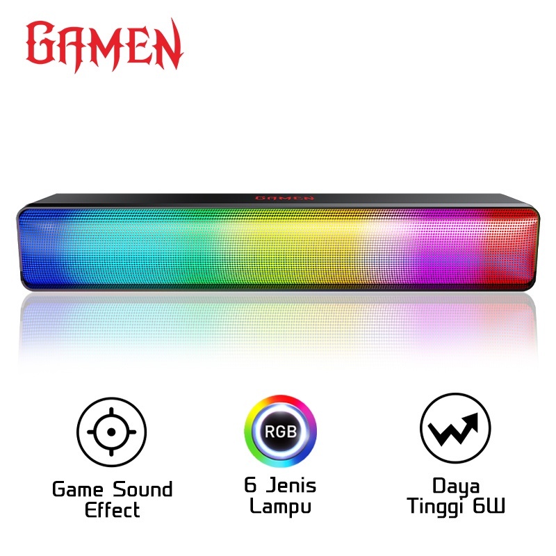 Jual GAMEN Multimedia Speaker Gaming Sound Bar GS8 RGB Rhythm Light For ...