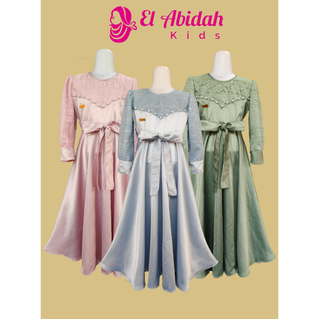 Jual El Abidah - Aluka Dress Ibu & Anak - Gamis Couple Kombinasi Brokat ...