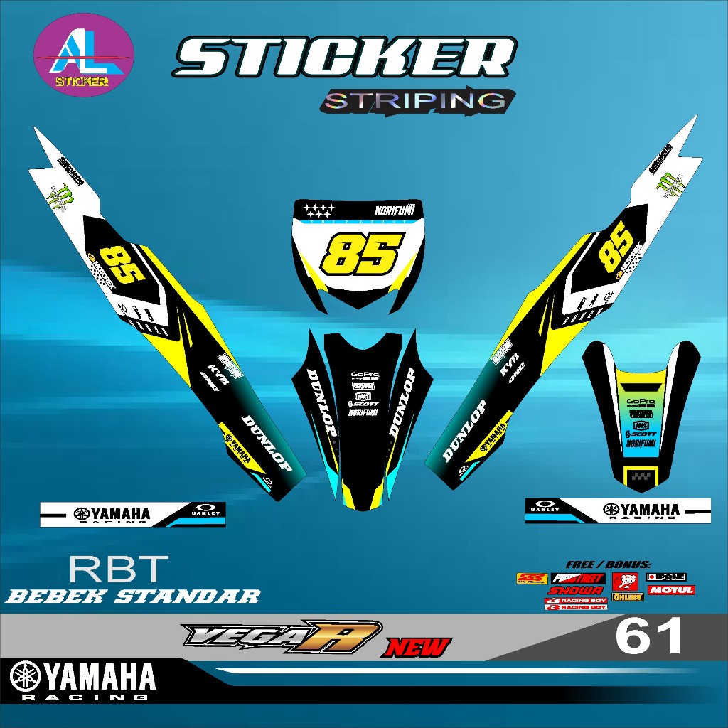Jual Sticker RBT VEGA R NEW MOTOR RBT BEBEK MODIF SUPERMOTO YZ CRF KLX ...