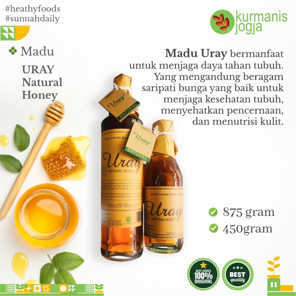 Jual Madu Uray Natural Honey Kemasan 875gr dan 450gr Original Madu ...