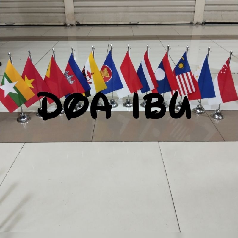 Jual best seller tiang stenlis meja+bendera grup ASEAN 1set (12biji ...
