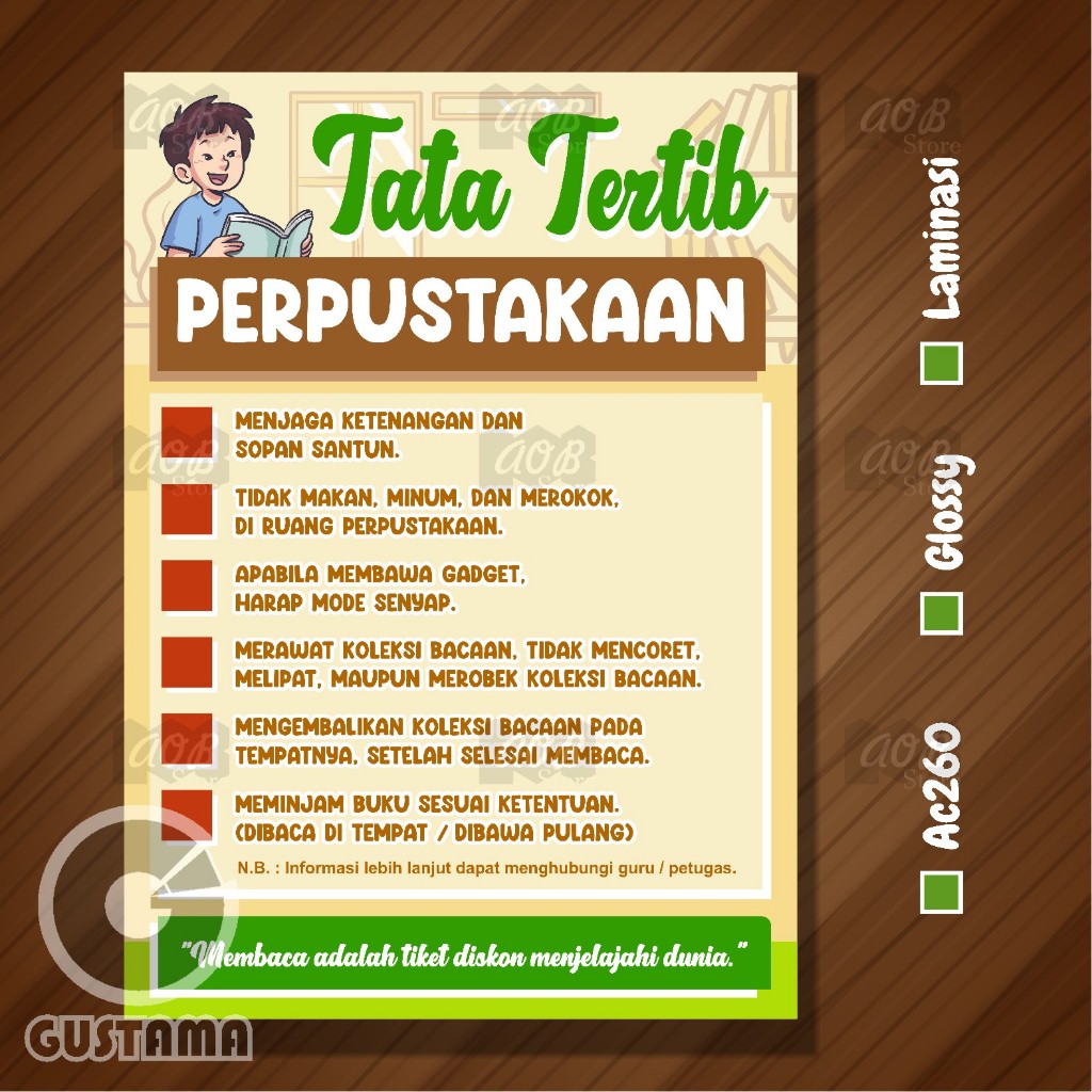 Jual Poster Ruang Perpustakaan, Peraturan Tata Tertib Perpustakaan ...
