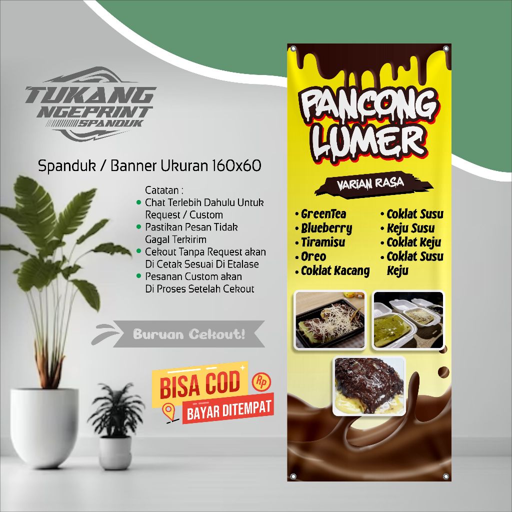 Jual Spanduk/Banner/Backdrop Pancong Lumer CUstom Free Desain | Shopee ...