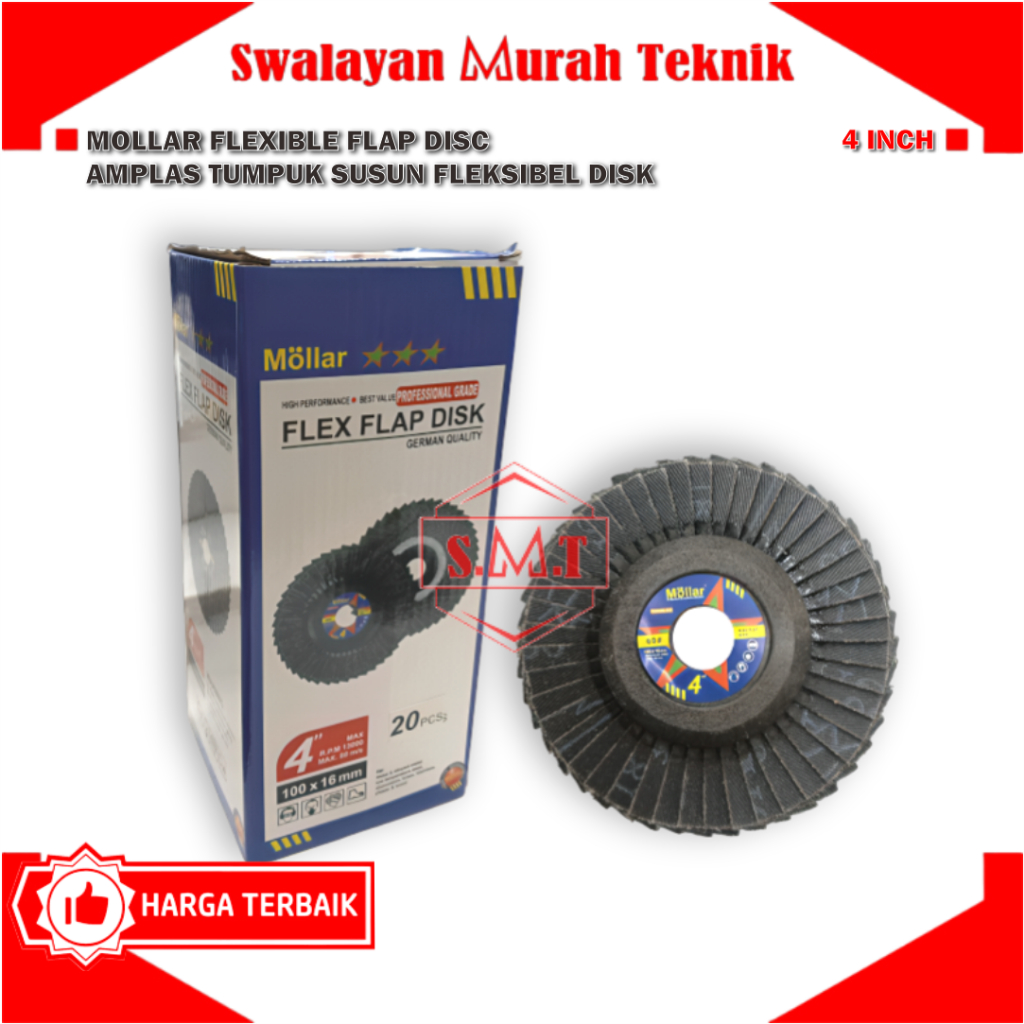 Jual MOLLAR Flexible Flap Disc 4" Amplas Tumpuk Susun Fleksibel Disk 4 ...