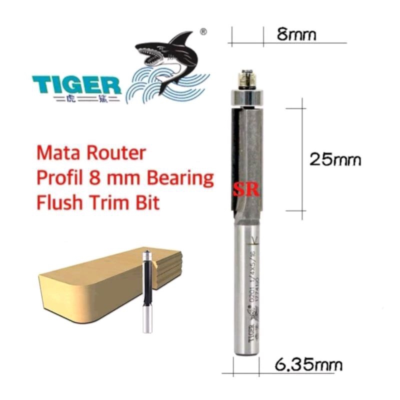 Jual Mata Router/ Profil 8 mm Bearing/ Roda/ Straight Bit With Bearing ...
