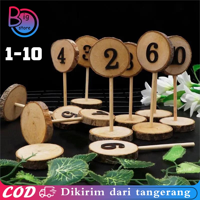 Jual 10pcs Nomor Meja Kafe Nomor 1-10 Nomor Meja Restoran Kayu Nomor ...