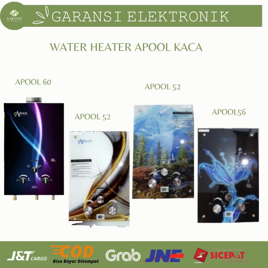 Jual WATER HEATER GAS KACA APOOL (ALL TYPE) PEMANAS AIR KAMAR MANDI KAPASITAS 6 LITER ...