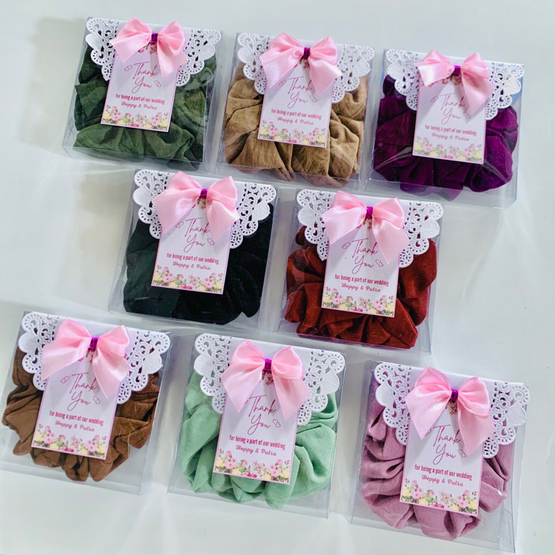 Jual Souvenir Scrunchie Ikat Rambut Korea Iket Tali Rambut Cepol Hijab ...
