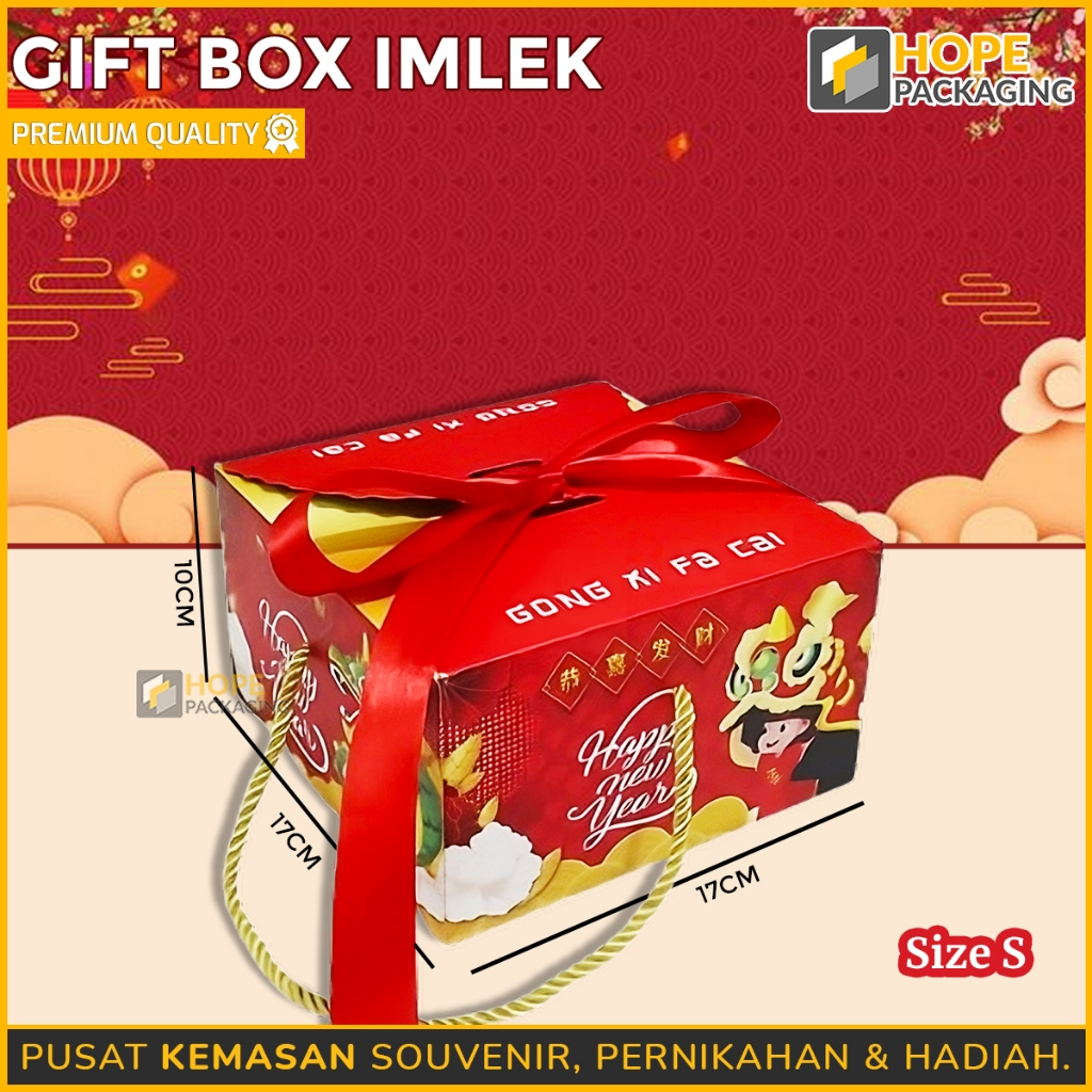 Jual Kotak Gift Box Hampers Imlek + Pita SIZE S / Hampers Imlek / Kotak ...