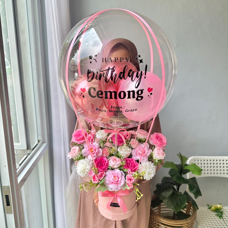 Jual (MEDIUM) BUKET BALON ARTIFICIAL BLOOM BOX PREMIUM KADO ULTAH ...
