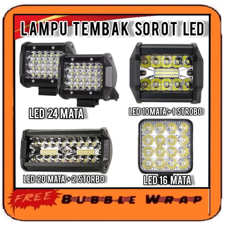 Jual Lampu Sorot Tembak LED 24 Titik Mata 72 Watt UNIVERSAL Mobil Motor 12 V | Shopee Indonesia