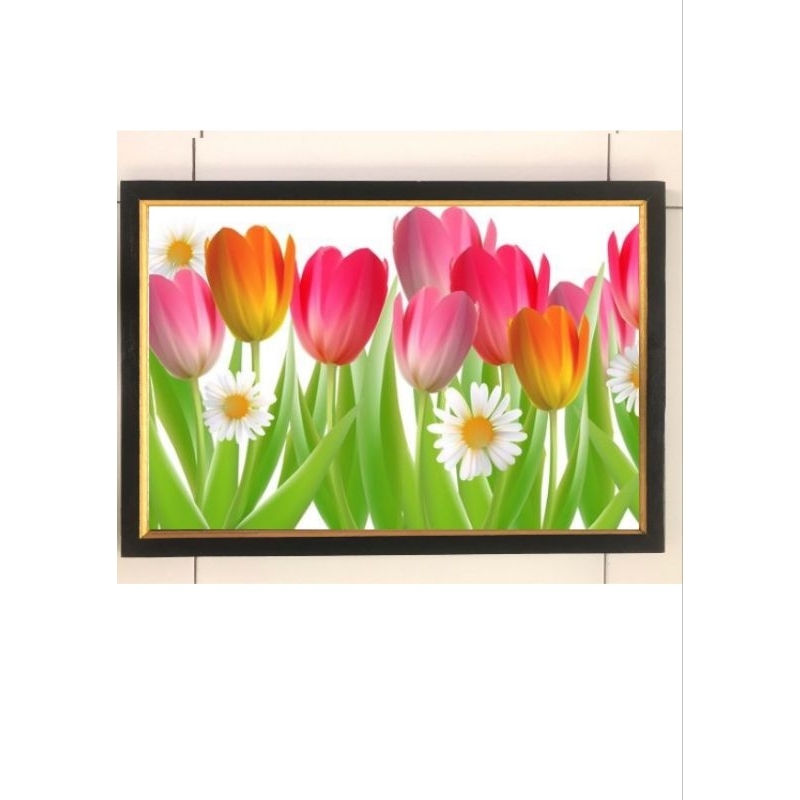 Jual Hiasan dinding cetak gambar bunga tulip plus bingkai uk 35x52cm ...