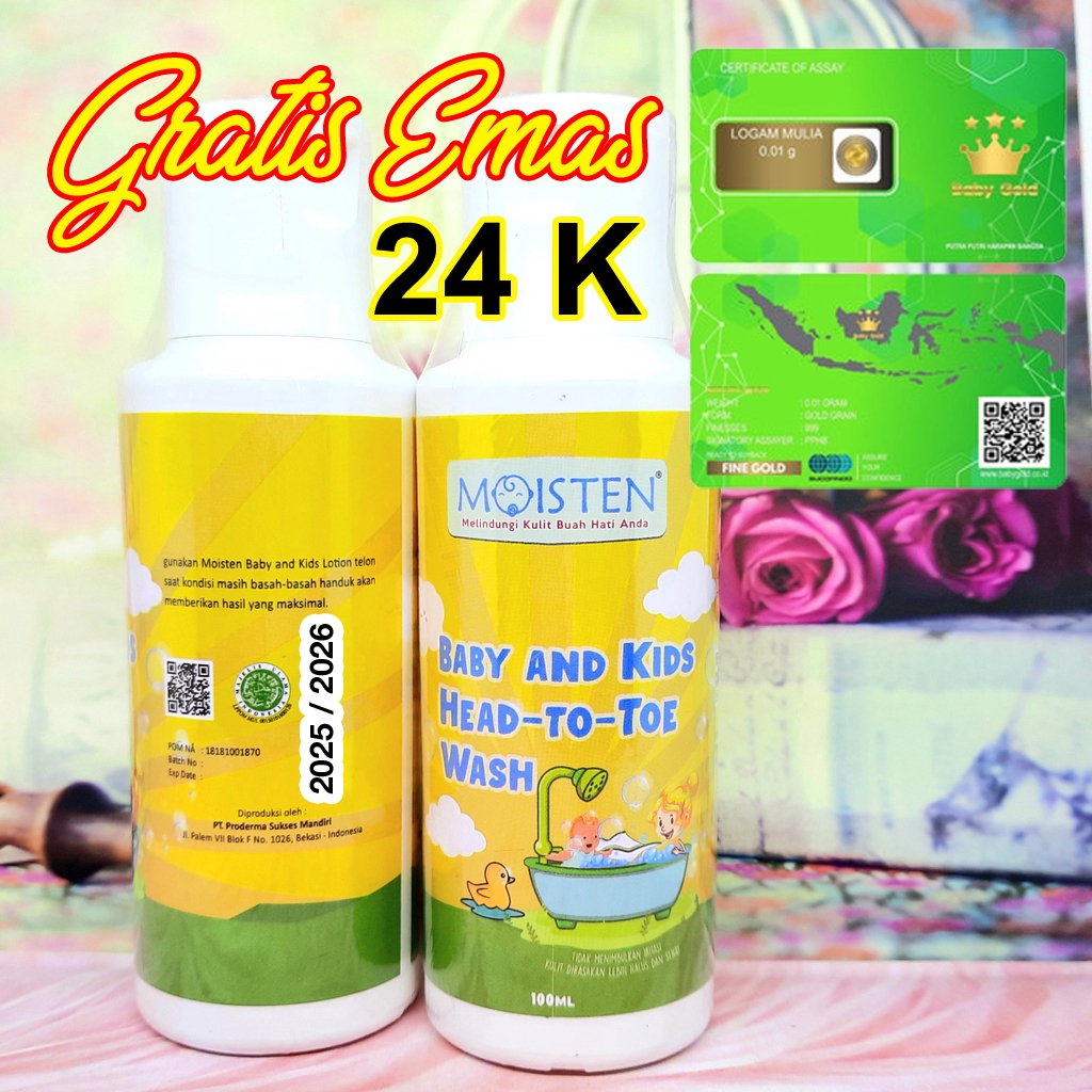 Jual Moisten Baby and Kids Head To Toe Wash 100 ml Sabun untuk Kulit ...