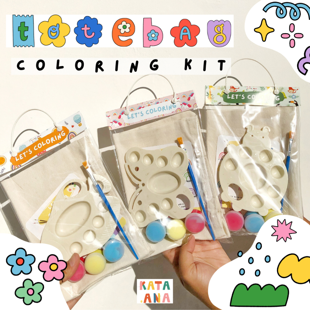 Jual [FREE TAG] TOTE BAG COLORING KIT | PAKET MEWARNAI ANAK VIRAL LUCU ...