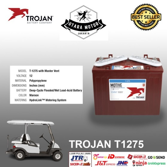 Jual TROJAN Aki Battery T-1275 Plus 12V 150Ah 120Ah 5HR Forklift Mobil ...