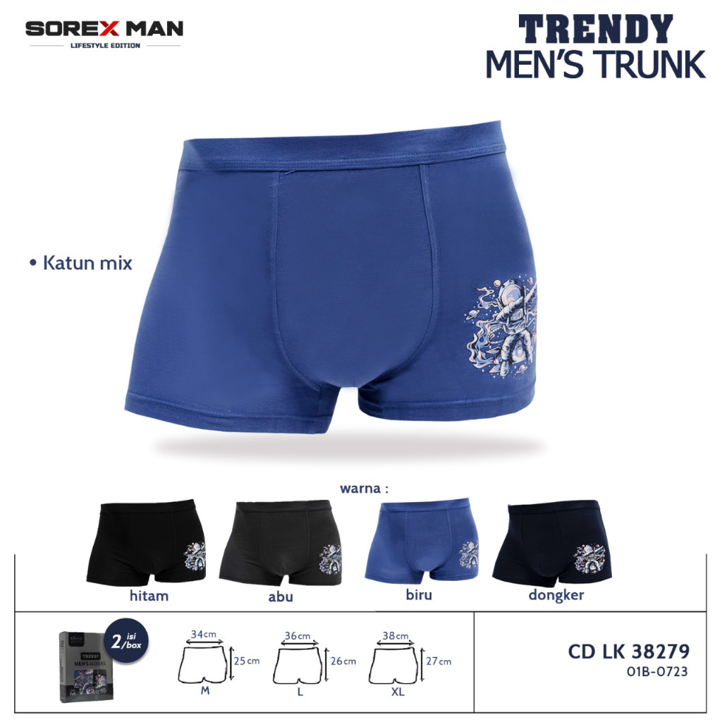 Jual (2 PCS) Sorex Man Boxer Pria Trendy Trunk Motif CD Lk 38279 ...