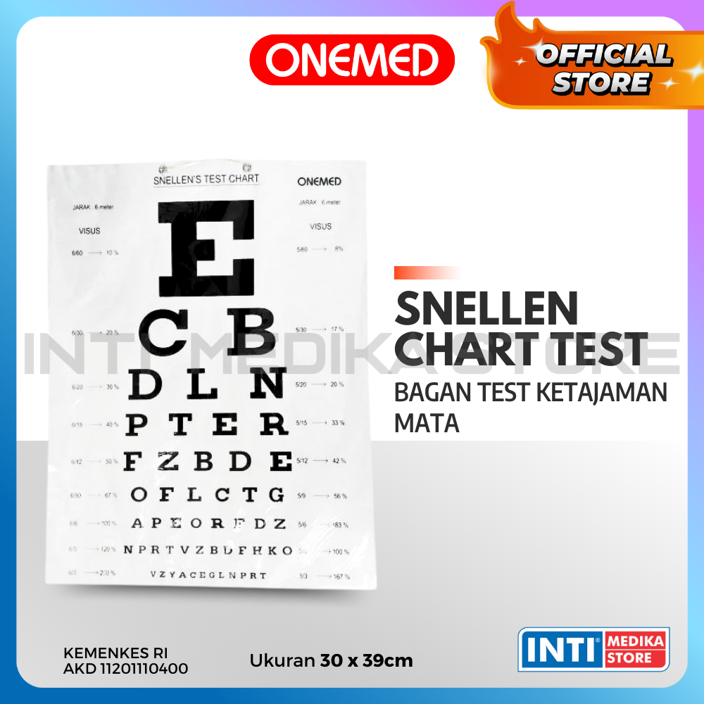 Jual ONEMED - Snellen Chart Test Card | Bagan Test Ketajaman Mata ...