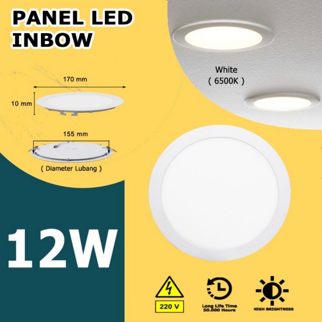 Jual LAMPU DOWNLIGHT LED PANEL 6W 12W 18W BULAT TIPIS HIAS PLAFON INBOW ...