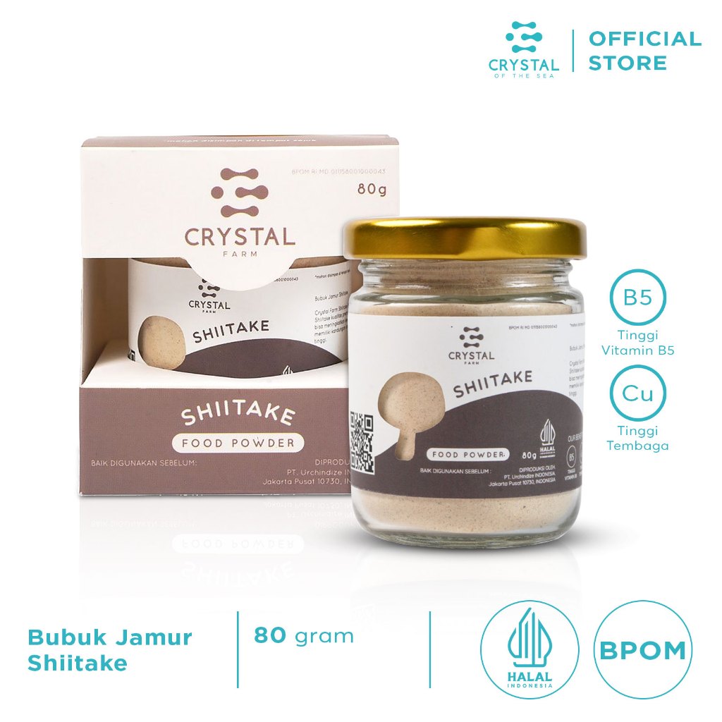 Jual CRYSTAL FARM Shiitake Bubuk Jamur Halal BPOM 80GR Serbuk Tabur ...