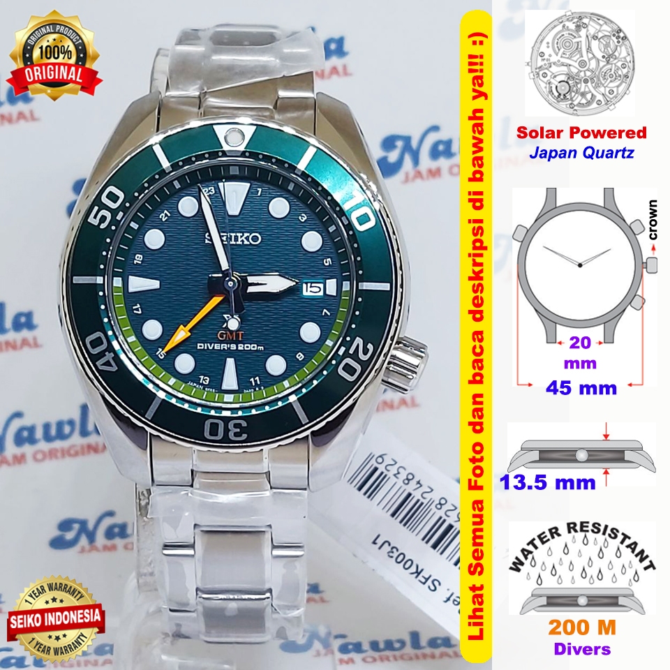 Jual Seiko Solar SFK003J1 Sumo GMT Sapphire Green - Jam Tangan Pria ...