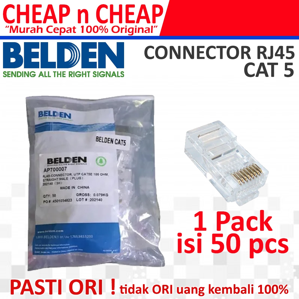 Jual Konektor Belden Cat 5 isi 50 Ori Rj45 AP700007 Cat 5e Cat5 | Shopee Indonesia