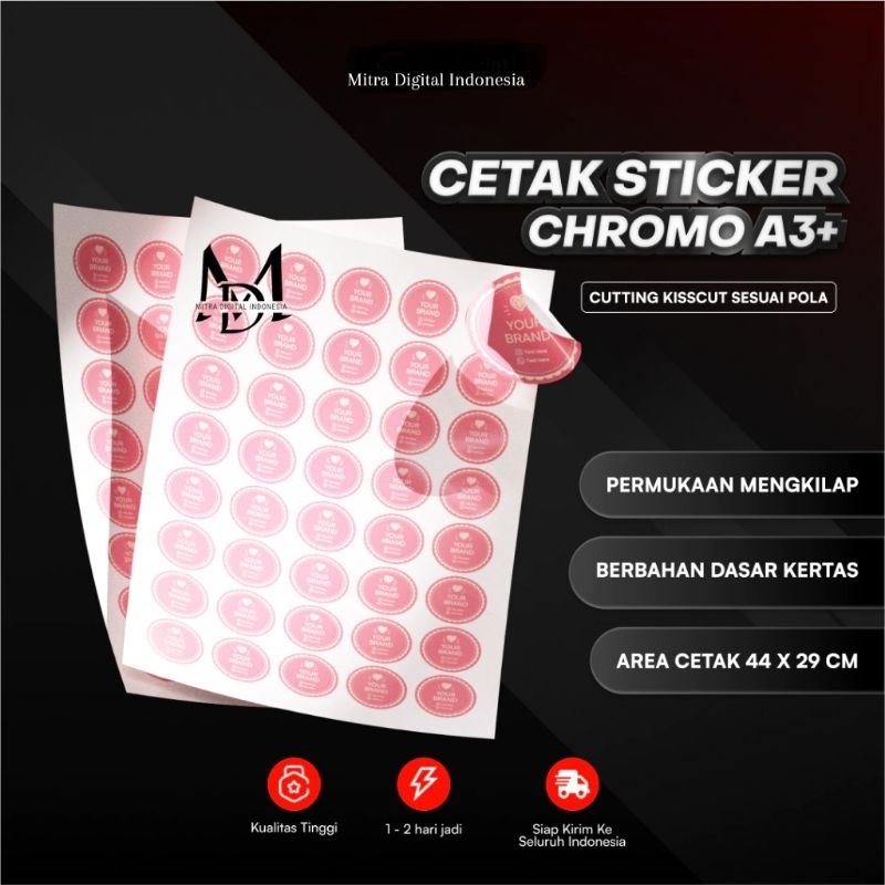 Jual Cetak Stiker Cromo A3+ / cetak label kemasan tanpa cutting ...