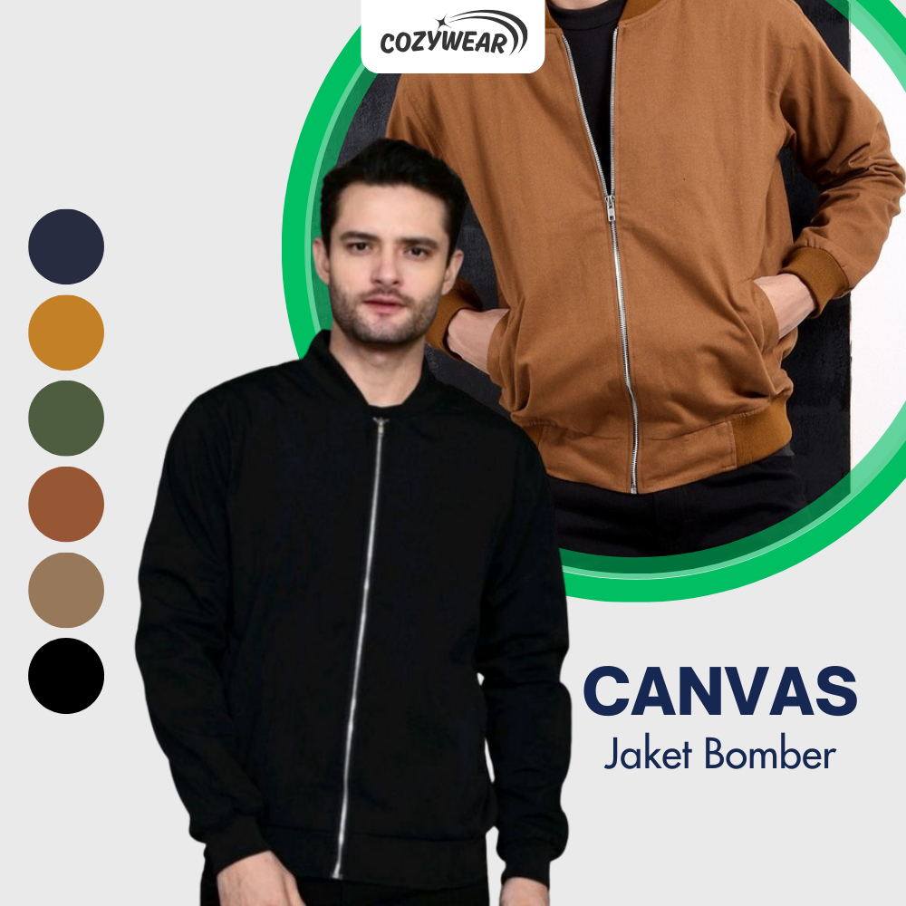 Jual Jaket Bomber Pria Canvas Polos Casual Premium Jacket Trucker Semi ...