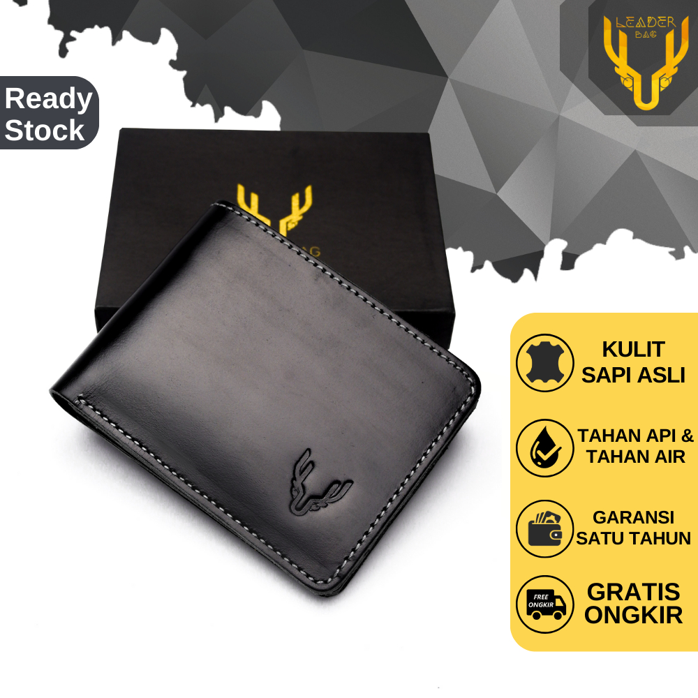 Jual Dompet Pria Kulit Sapi Asli Leaderbag Warna Hitam Terbaru Dompet ...