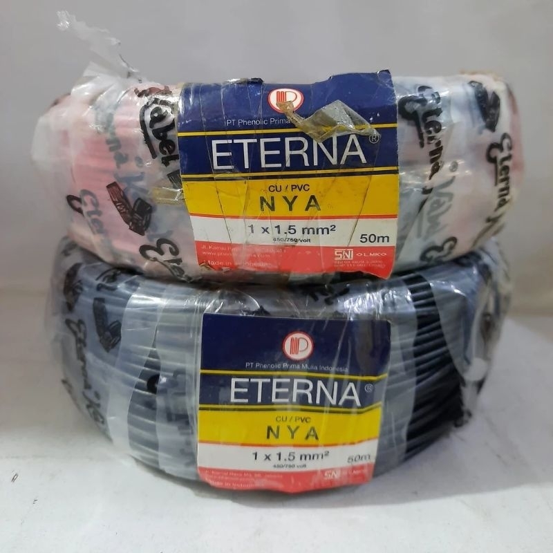Jual KABEL LISTRIK ETERNA NYA 1.X1.5 KABEL TUNGGAL DIECER PER 10M | Shopee Indonesia
