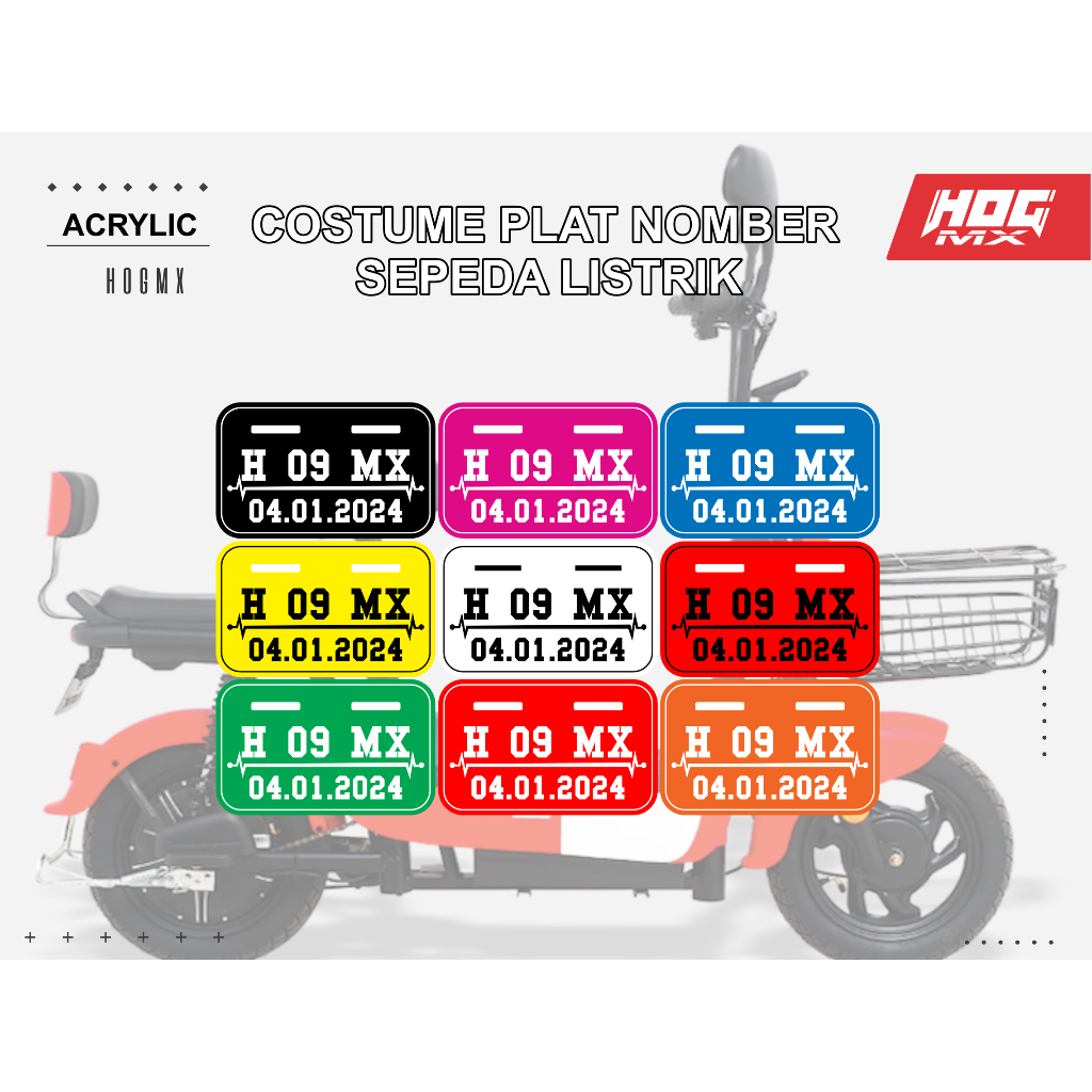 Jual PLAT NOMOR/NOMER AKRILIK SEPEDA LISTRIK SELIS CUSTOM UNIVERSAL ...