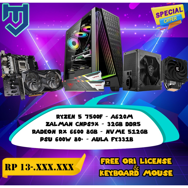 Jual PC Set AMD Ryzen 5 7500F 32GB RAM RX 6600 8GB Kencang FHD Gaming & Video Editing. | Shopee ...